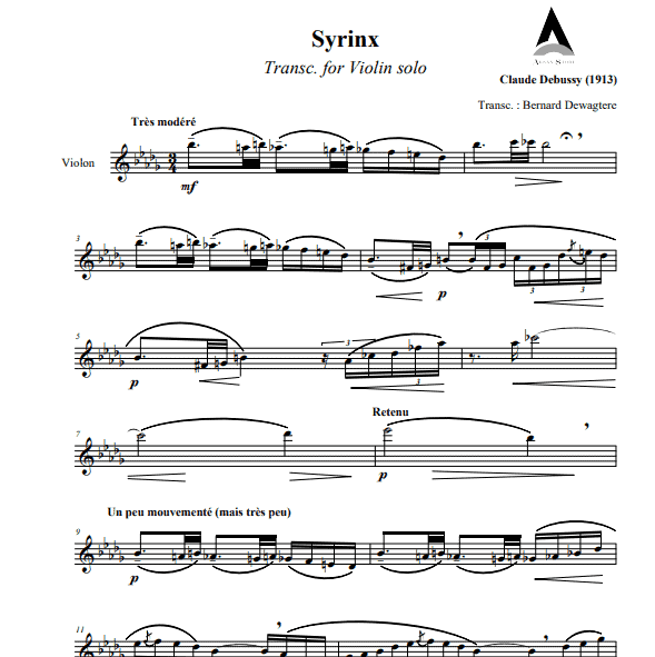 نت ویالن Syrinx از دبوسی - آکسان استور